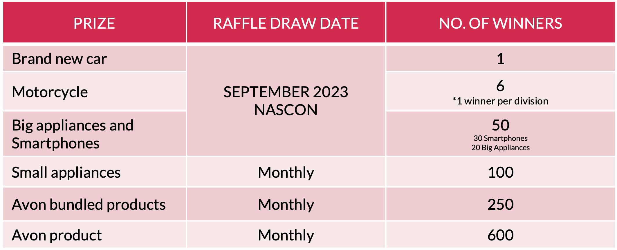 IMPORTANT REMINDERS ON THE RAFFLE DRAW