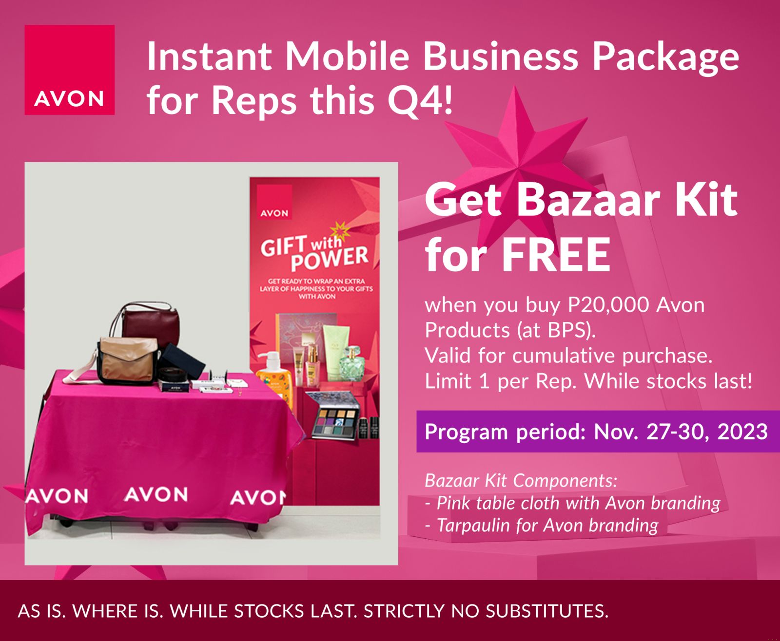 KEEP SHOPPING MORE POWERFUL AVON GIFTS AND GET A FREE BAZAAR KIT!