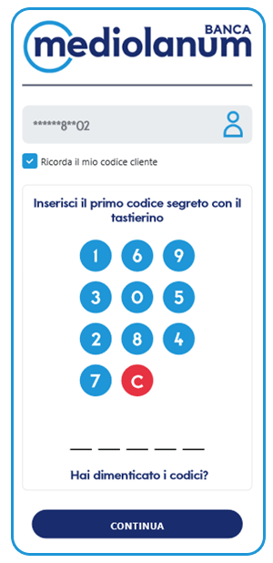 Ricorda codice Cliente