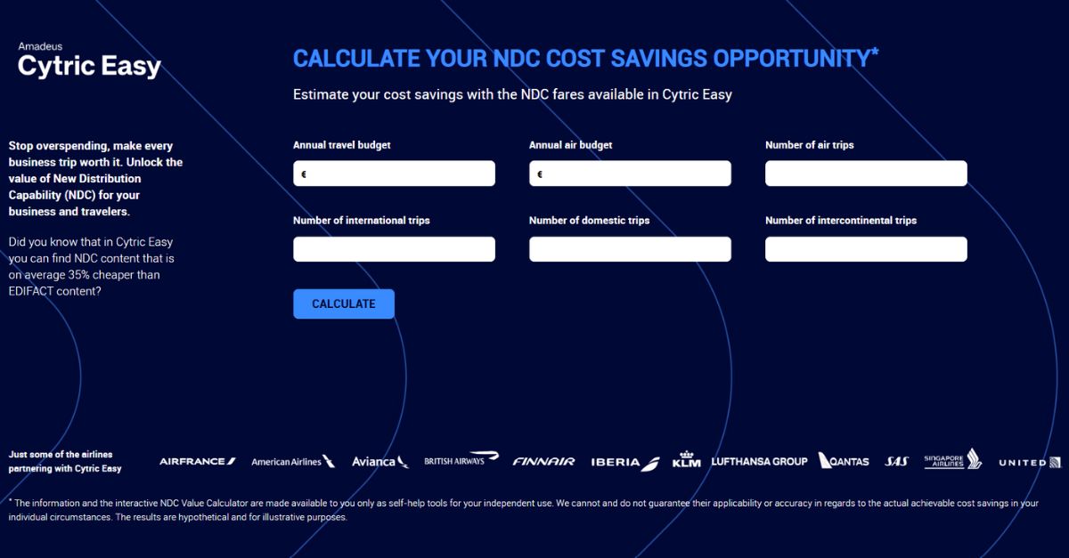 Amadeus Cytric Easy NDC Value Calculator